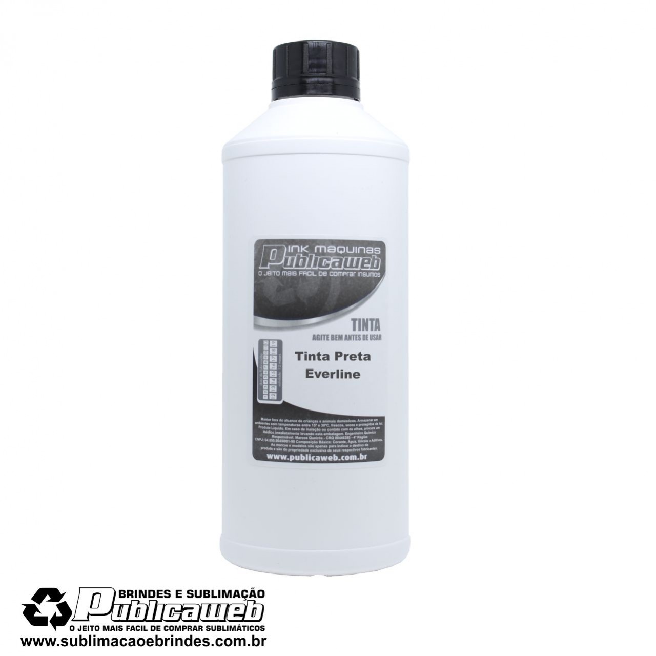 Tinta Everline Universal Corante Preto 1 kilo - Kit Recarga de Cartuchos